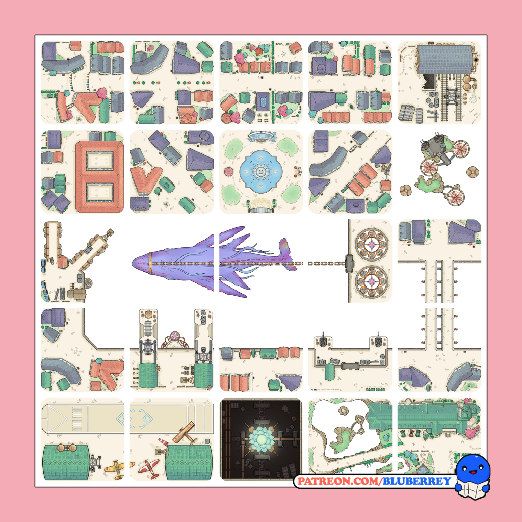 Flying City Tile Pack | Nr.2 | (26 modular tiles) - BluBerrey